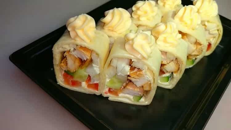 Tortilla with chicken step by step 🌯 recipe with photo